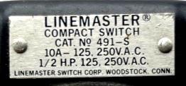 Linemaster 491-S Compact Switch 10A 125/250VAC 1/2HP Vintage | Surplus ...
