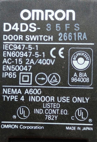 Omron D4DS-35FS Safety Door Switch 2A 400V 1NC/1NO