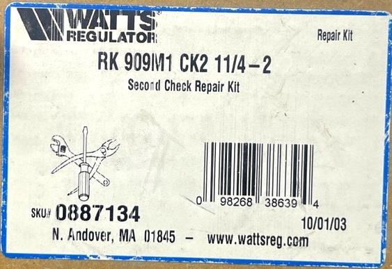 Watts Regulator RK-909M1 CK2 Second Check Repair Kit 1-1/4" x 2 ...