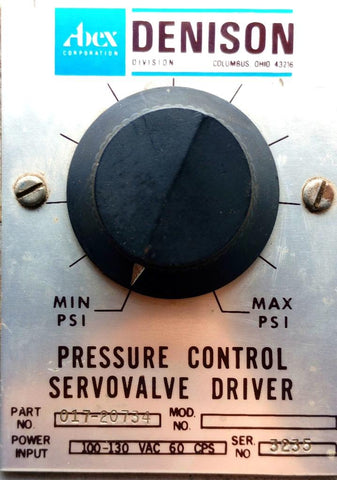 Abex Denison 017-20734 Pressure Control Servo Valve Driver 100-130 VAC