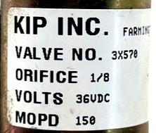 KIP. INC 3X570 Solenoid Valve 1/8" 36VDC 150MOPD 10W Barb Fittings