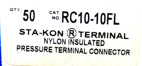 Thomas & Betts RC10-10FL Sta-Kon Fork Terminal 12AWG CU #10 Bolt - Box ...