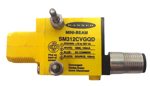 Banner SM312CVGQD Mini-beam Photoelectric Sensor 10-30 VDC