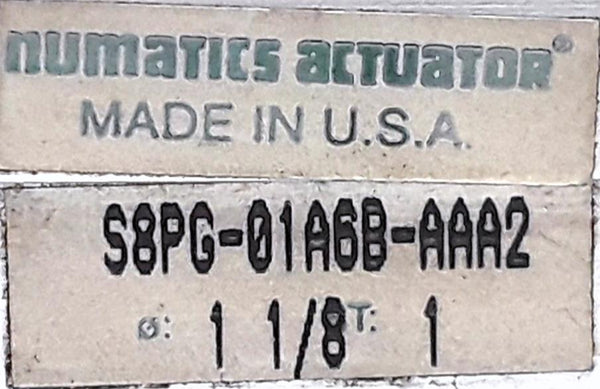 Asco Numatics S8PG-01A6B-AAA2 Pneumatic Cylinder Actuator 1-1/8" Bore 1 ...