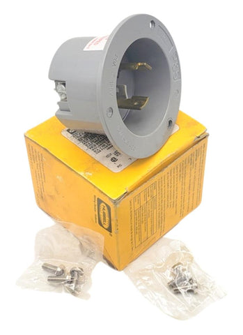 Hubbell HBL2325 Flanged Inlet 20A 250V 2-Pole 3-Wire Grounding Screw T