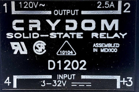 Crydom D1202 Solid-State Relay 2.5A 120V Output 3-32V Input