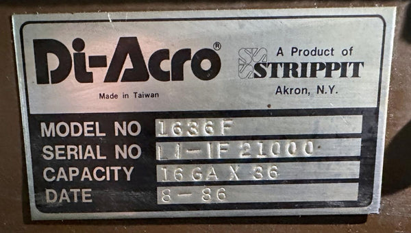 Di-Acro 1636F 36" x 16 GA Manual Shear