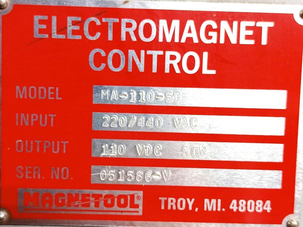 Magnetool MA-110-50 Electromagnetic Rectifier Controller 220/440VAC 11