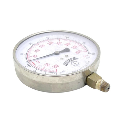 Winters -30/60PSI Pressure Gauge (-100/400kPa) 1/4" NPT Bronze Tube Br – Surplus Select