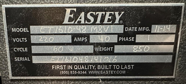 Eastey ET1610-48 Heat Shrink Tunnel 16" x 10" x 48" 220V Single Phase