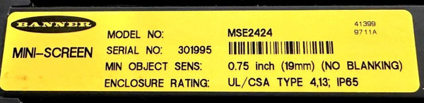 Banner MSE2424 Mini-Screen 24" Light Curtain Emitter