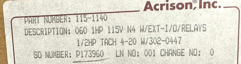 Acrison 060 SCR-DC Variable Speed Motor Controller 115-1140