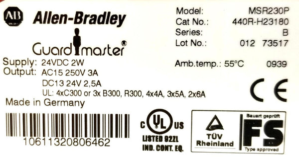 Allen-Bradley MSR230P Safety Relay 440R-H23180 Ser B 2W 24VDC | Surplus ...