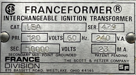 Franceformer LEA Interchangeable Ignition Transformer