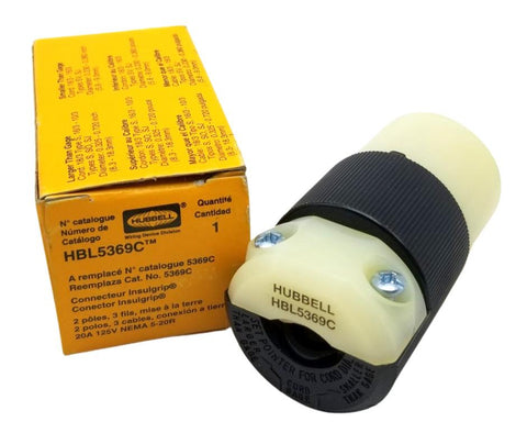 Hubbell HBL5369C Connector Body Insulgrip 20A 125V 2P NEMA 5-20R ...