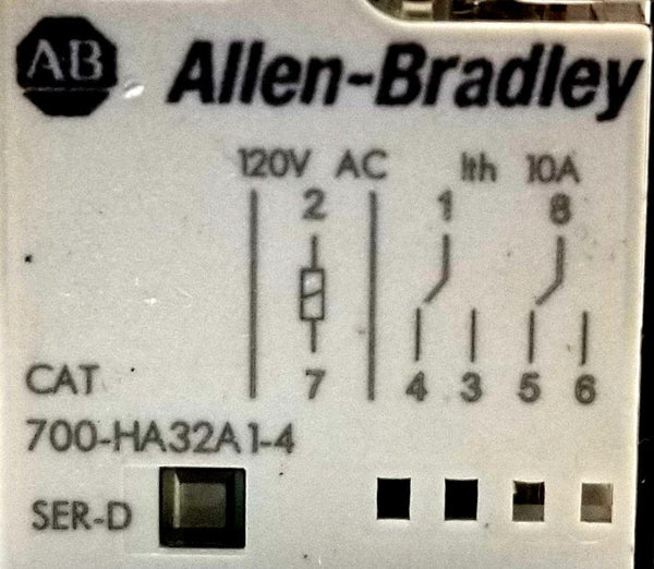 Allen-Bradley 700-HA32A1-4 Relay 10 Amp 120VAC 50-60Hz Ser D 2 C-O ...