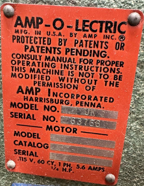 Amp Amp-O-Lectric Model JK Terminating Crimping Press 1/4 HP 115V ...