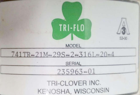 Tri-Clover TRI-FLO 741TR-21M-29S-2-316L-20-4 Sanitary Valve