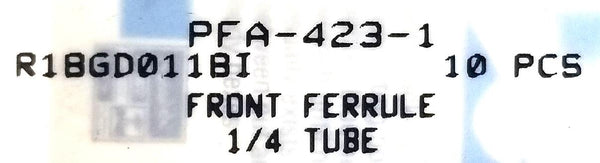 Swagelok PFA-423-1 Front Ferrule R18GD011BI 1/4" Tube | Surplus Select