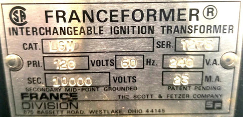 Franceformer LGM-1278 Interchangeable Ignition Transformer Pri 120V ...