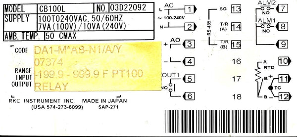 RKC Instrument CB100L Digital Temperature Controller 50C