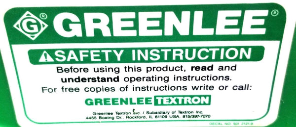 Greenlee Quick Draw 7806SB Hydraulic Punch Driver Set W/ 1/2" Thru 2 ...