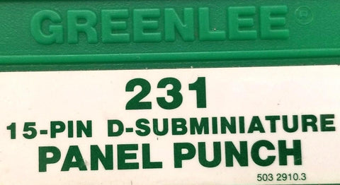 Greenlee 231 Subminiature Panel Punch Set 15-Pin D-Subminiature
