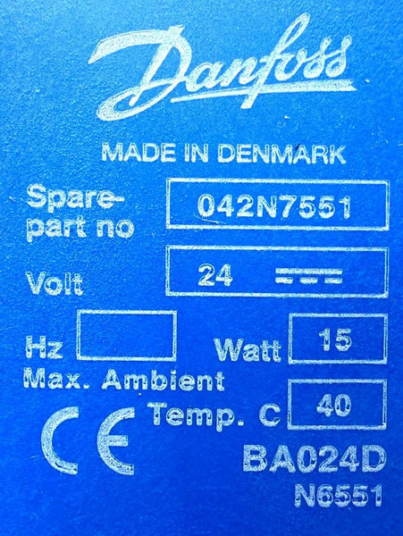 Danfoss 042N7551 Solenoid Coil 24VDC 15W