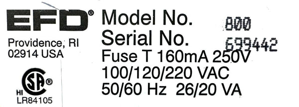 EFD 800 Precision Fluid Dispenser 1001/120/220VAC 50/60Hz 26/20VA