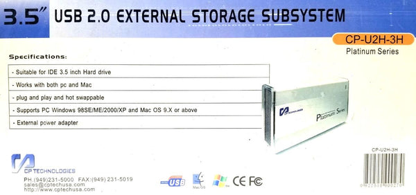CP Technologies CP-U2H-3H External Storage Subsystem USB 2.0 3.5" Plat