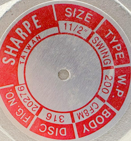 Sharpe CF8M Steel Swing Check Valve 1.5" 316 200W.P.