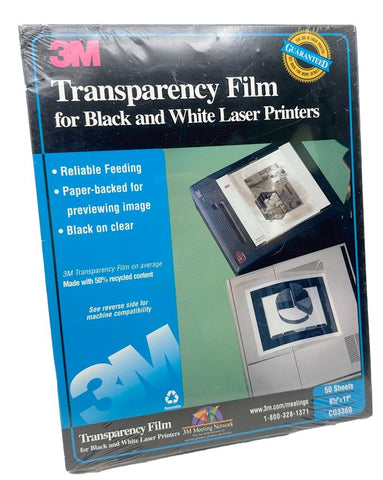 3M CG3360 Transparency Film 8.5"x11" 50 Sheets