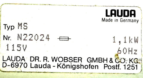 Lauda MS N22024 Digital Immersion Circulator 1.1kW 115V 60Hz -20 to 12