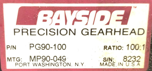Bayside PG90-100 Precision Gearhead Gear Ratio 100:1 MP90-049
