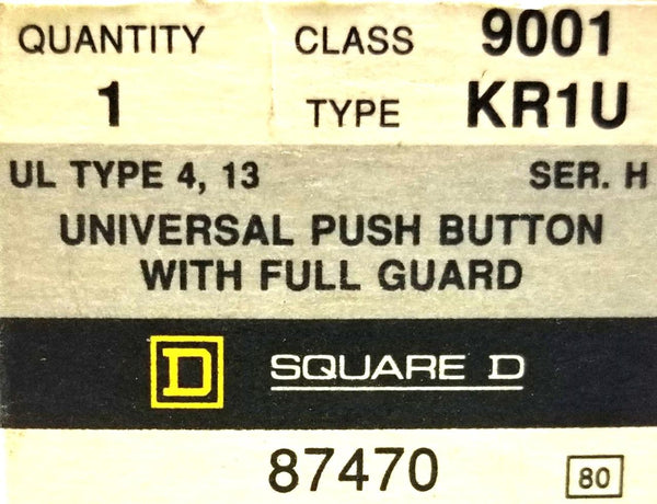 Square D 87470 Universal Push Button W/ Full Guard Class 9001 Ser H Ty
