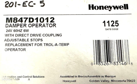 Honeywell M847D1012 Damper Operator M847D1004 24VAC 60Hz 6W