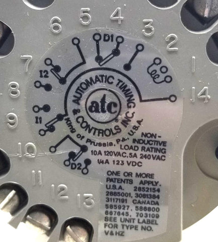 ATC 305D101A10PX Timer 120V 60Hz 0.25-10A 120-240VAC 125VDC Non-Induct ...