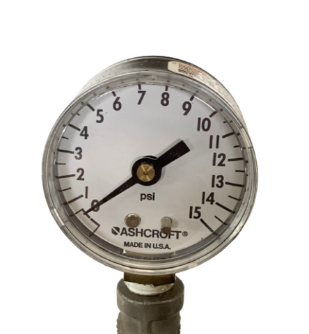 Ashcroft Pressure Gauge 0-15 PSI 1/4" NPT Bottom Mount