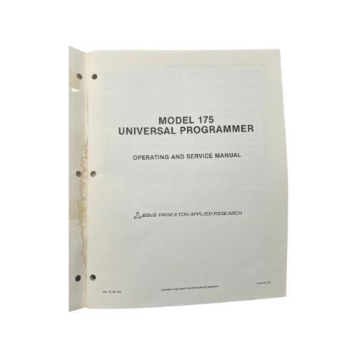 EG&G Model 175 Universal Programmer Operating And Service Manual