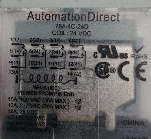Automation Direct 784-4C-24D Cube Relay W/ 784-4C-SKT-1 Socket ...