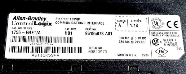 Allen-Bradley 1756-ENET/A ControlLogix Ethernet TCP/IP Communications