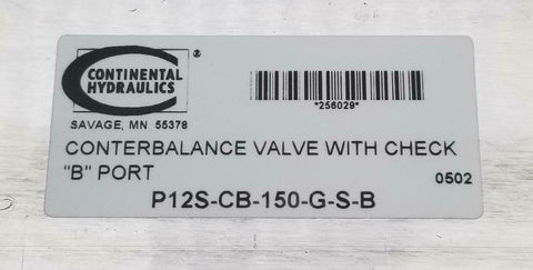 Continental Hydraulics P12S-CB-150-G-S-B Counterbalance Valve B Port
