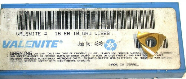 Lot of 7 New Valenite Indexable Threading Carbide Inserts 16 ER 10 UNJ