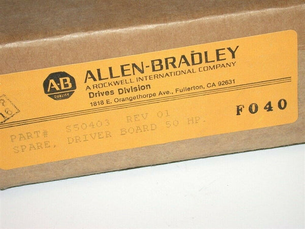 ALLEN BRADLEY DRIVER BOARD 50 HP S50403 -FREE SHIPPING NIB