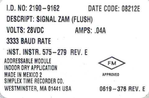 Simplex 2190-9262 Signal ZAM Module – Surplus Select