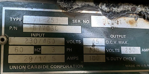 Linde VI-253 Wire Welder Mig Feeder 250A w/ Union Carbide MIG-31 Wire