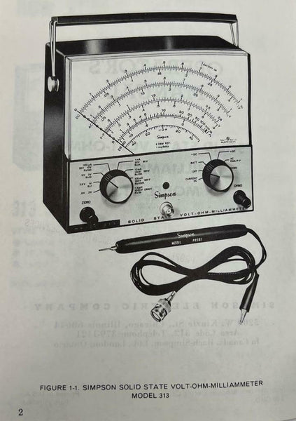 Simpson Model 313 Solid State Volt-Ohm-Milliammeter Operator's Manual