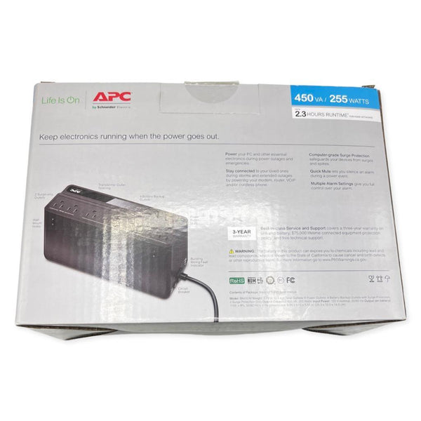 APC BN450M Battery Back-UPS 450VA/ 255W Power Supply 6-Outlet Surge Pr