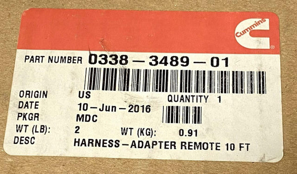 Cummins 0338-3489-01 Generator Control Panel Wiring Harness Adapter 10