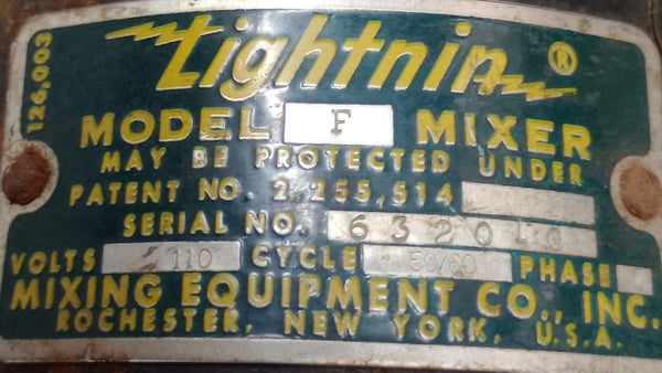 Mixing Equipment Co. Lightnin' Model F Lab Mixer 1 PH 110V 50/60 RPM